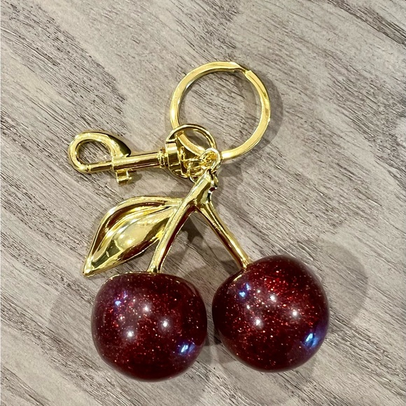 Accessories | Gold And Red Cherry Keychain | Poshmark